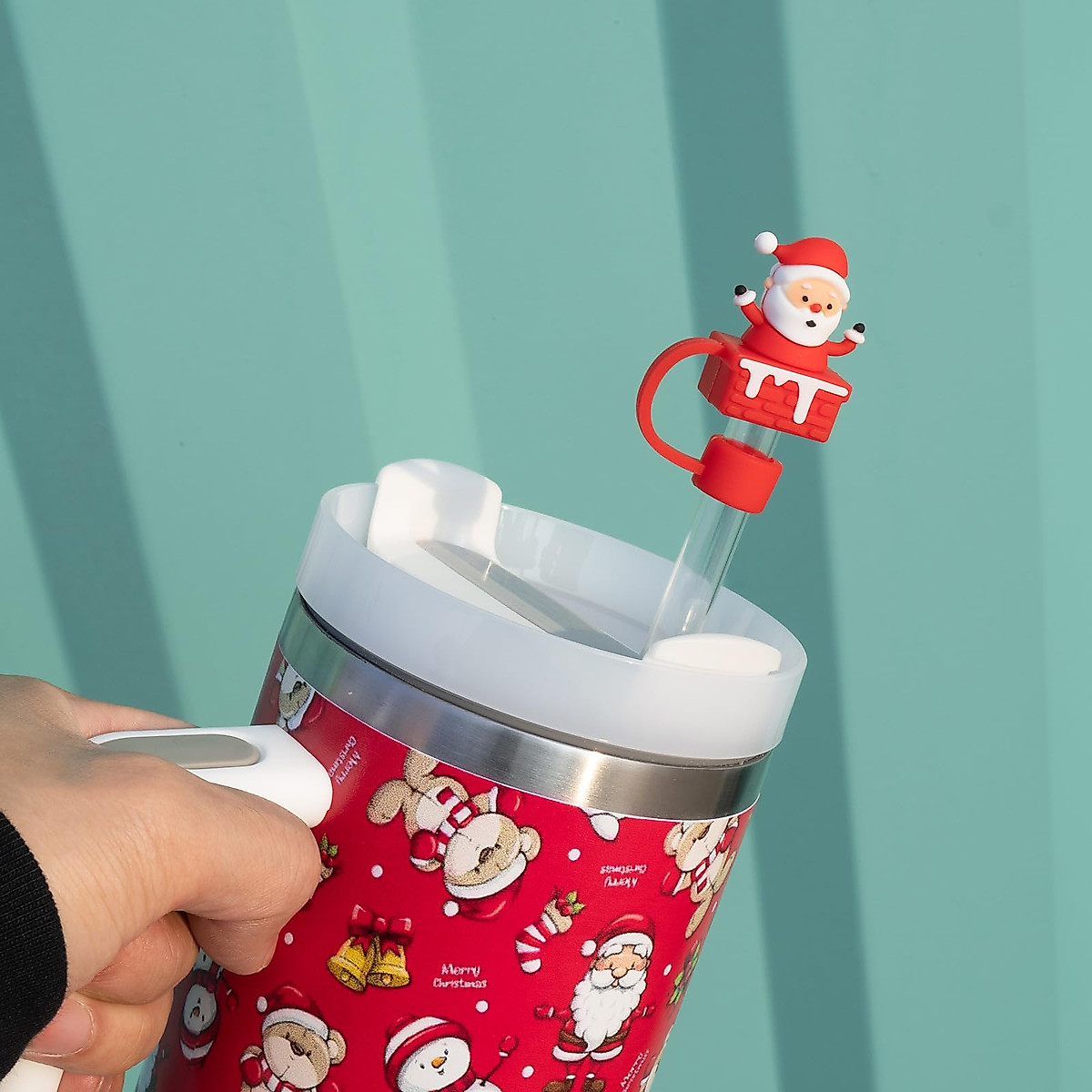 FadAcc Straw Cover for Stanley Cup, 5Pcs Silicone Straw Topper Compatible with Stanley 40 Oz Tumbler, Reusable Straw Cover Cap for 10mm Straws,Stanley Cup Accessories