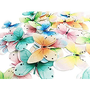 Set of 30 Edible Butterfly Cupcake Toppers Wedding Cake Birthday Party Food Decoration Mixed Size & Colou
