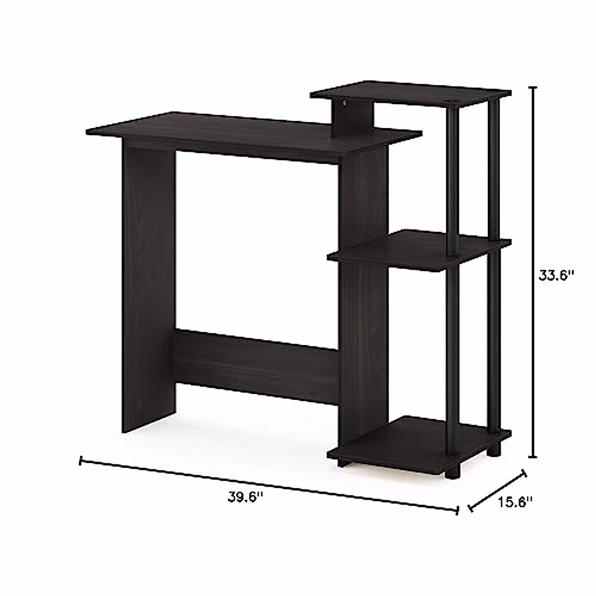 Furinno Efficient Home Laptop Notebook Computer Desk with Square Shelves, Espresso/Black