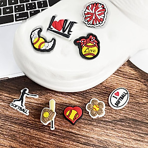lovinglove Sports Shoe Charms for Clog Shoe Decoration,Baseball Volleyball Softball Soccer Football Basketball Hockey Shoe Charms Accessories Pack for Boy Girl Women Men (softball 14)