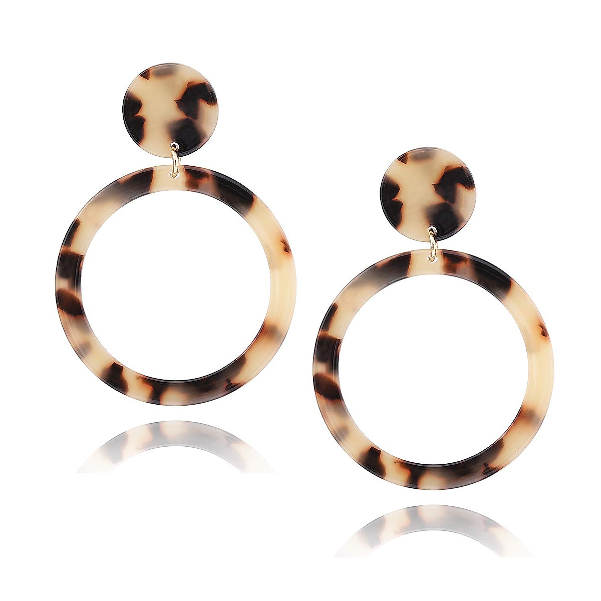 Acrylic for Women Geometry Resin Drop Dangle Earrings Bohemia Tortoise Shell Hoop Earrings Mottled Statement Stud Earrings Fashion Jewelry (Leopard)