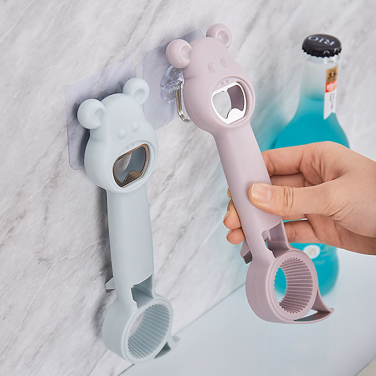 Jar Opener,4 in 1 Multi Function Can Opener Bottle,Multi Kitchen Tool for Jelly Jars,Wine,Beer and other,Bottle Opener to Protect the Nail Use for Children, Elderly and Arthritis Sufferers.(purple)