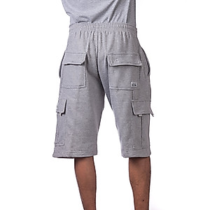 Pro Club Men's Fleece Cargo Short, Heather Gray, 3X-Large
