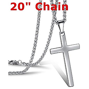 Jwelbuete Cross Pendant Necklace for Men Stainless Steel Titanium Necklace,18-36 Inches (20" Chain)