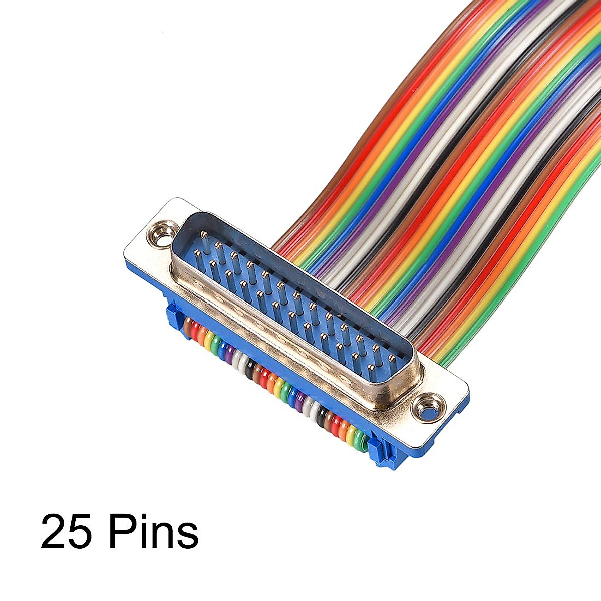uxcell IDC Rainbow Wire Flat Ribbon Cable DB25 Male to DB25 Male Connector 2.54mm Pitch 11.8inch Length