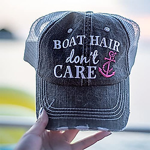KATYDID Boat Hair Don’t Care Baseball Cap - Trucker Hat for Women - Stylish Cute Sun Hat Pink