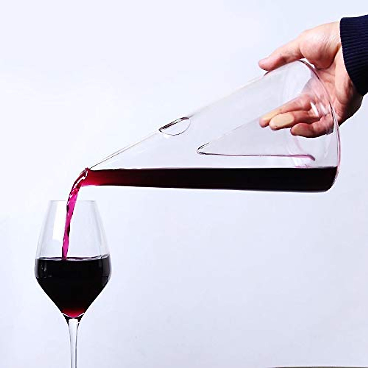 Product Waze Wine Decanter - 750ml Pyramid-Shaped - Wine/Whiskey Decanter - Hand Blown Lead-Free Crystal Glass Decanter - Red Wine Carafe - Wine Gift - Wine Accessories