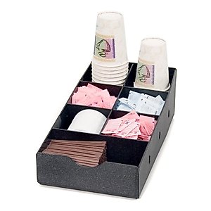 Vertiflex 7-Compartment Condiment Caddy, Single Level, 8.75 x 16 x 5.25 Inches, Black (VFCC-169)