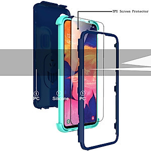 lovpec Compatible with Galaxy A10e Case with Soft TPU Screen Protector, Ring Magnetic Holder Kickstand Shockproof Protective Phone Cover Case for Samsung Galaxy A10e 5.8 inches (Navy)