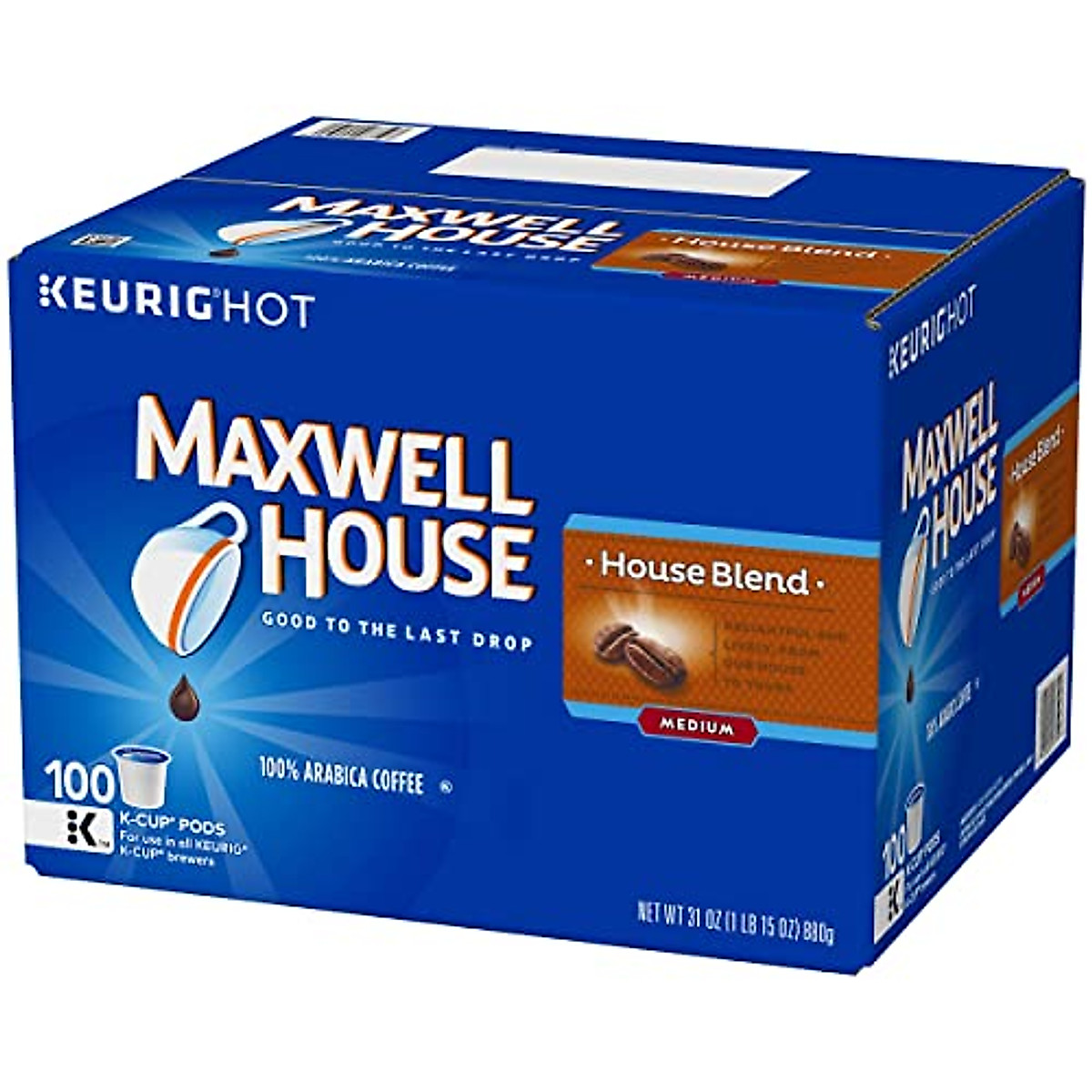 Maxwell House House Blend Medium Roast K-Cup Coffee Pods (100 Pods)