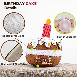 lilfrd Dog Birthday Cake Toy - Dog Birthday Girl Boy Gifts, Squeaky Plush Dog Birthday Toy