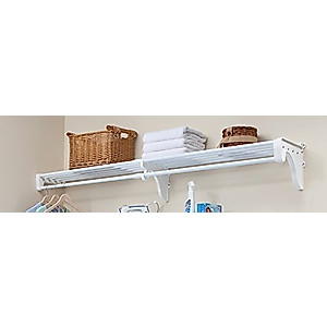 EZ Shelf DIY Expandable Closet Shelf and Rod - 41.5” - 74” -White- Mounts to 1 Sidewall and Backwall