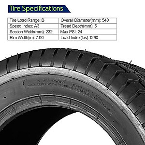 MaxAuto 22X9.50-12 Lawn Mower Tires, 22x9.5-12 Lawn Garden Tractor Tires, 22x9.5x12 Turf Tire, 4PR Tubeless, 1290lbs Capacity, Set of 2