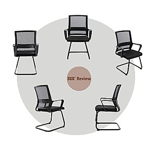 CIMOTA Waiting Room Chairs Mesh Office Guest Chair Mid Back Reception Chairs with Sled Base for Meeting/Patient/Conference Room, Black Set of 6