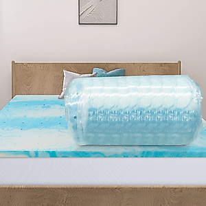 Vyfipt 4 Inch Mattress Topper King, Gel Infused Memory Foam Mattress Topper, Ventilated Design, CertiPUR-US Certified, Blue