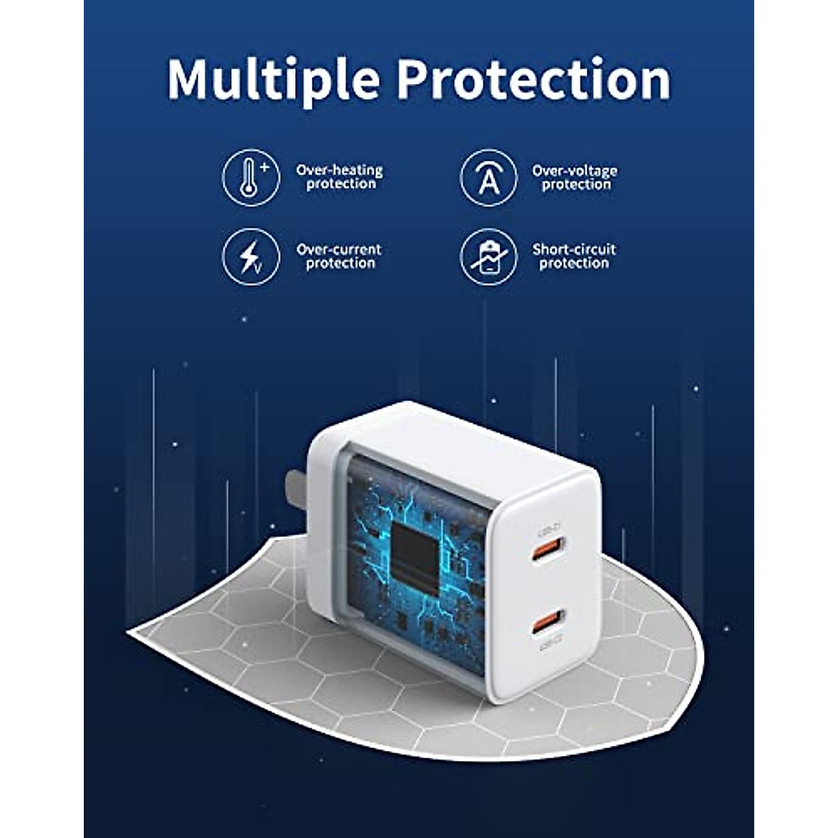USB C Charger Block PD 3.0 Double C Charger Block 40W Fast Charger Dual USB C Wall Plug w/Foldable Plug, 2-Port (20W+20w) Charger Block USB C for iPhone 14/13 Pro Max, iPad, Galaxy, Pixel etc.
