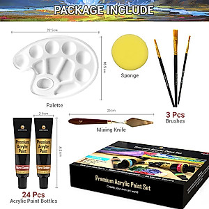 Desire Deluxe Acrylic Paint Set - Non Toxic Water Based Rock Painting Kit for Stone, Ceramic, Glass, Wood, Porcelain, Pebbles-Complete Craft Set