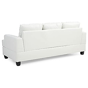 Glory Furniture Sandridge Faux Leather Sofa in White