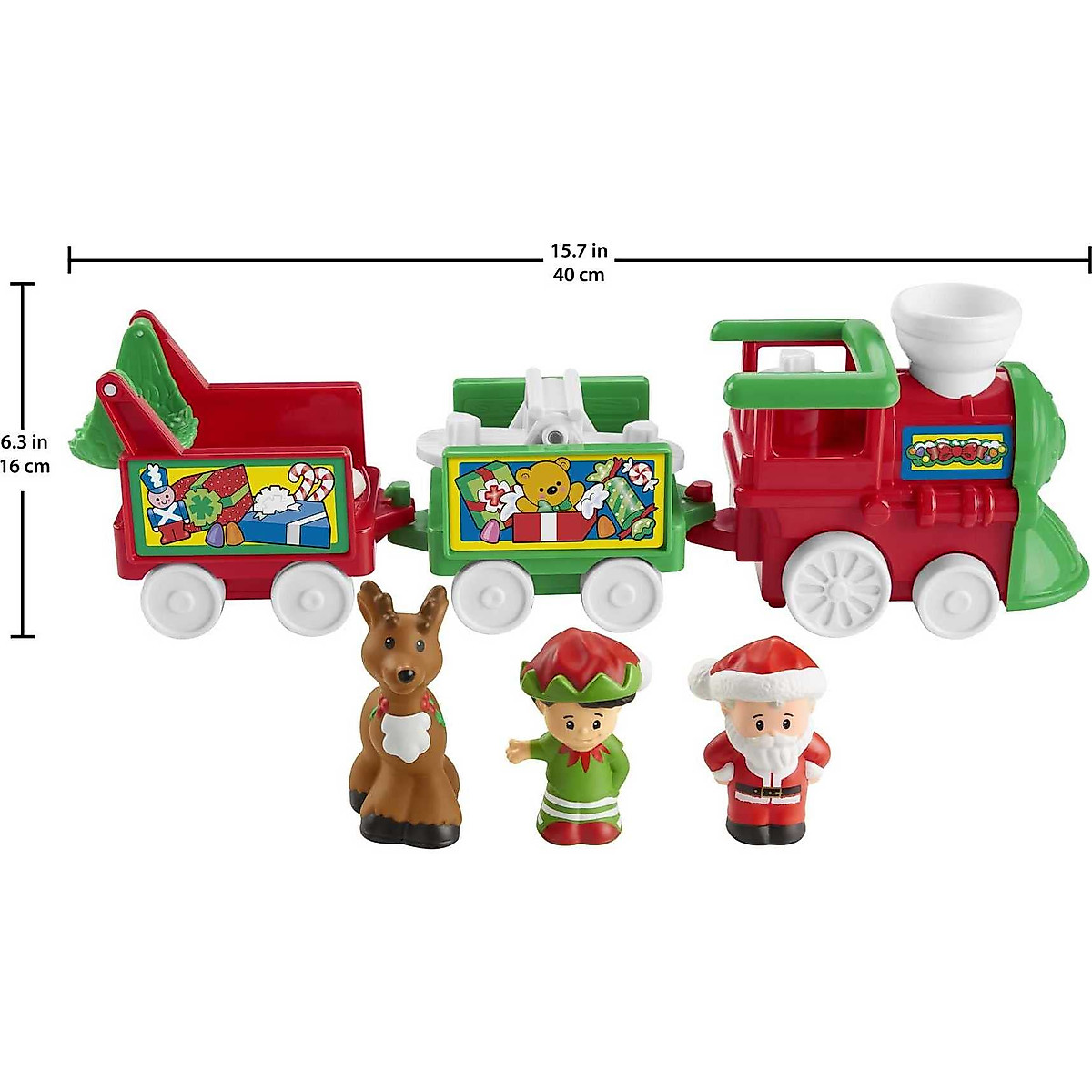 Fisher-Price Little People Toddler Toy Musical Christmas Train with Santa Elf & Reindeer Figures for Ages 1+ Years
