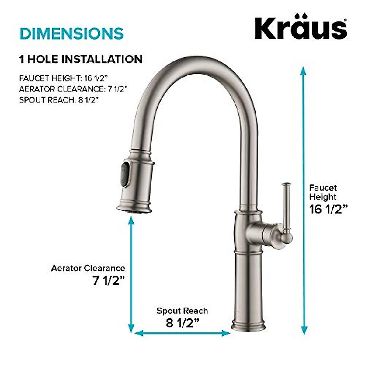 KRAUS Sellette Traditional Spot Free Stainless Steel Single Handle Pull-Down Kitchen Faucet with Deck Plate and Soap Dispenser, KPF-1682SFS-KSD-80SFS