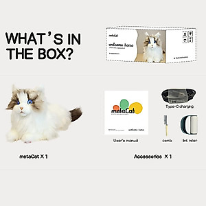 ELEPHANT ROBOTICS metaCat Bicolor B&W - Interactive Companion Pets Robot Cat with Voice Command/Heartbeat/Animation Interaction - Gifts for All Ages - Realistic & Lifelike, Type-C Charging