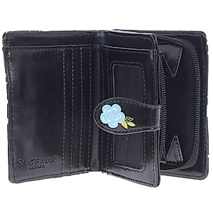 Shag Wear Women's Premium Vegan Clutch Cardholder Wallet Zipper Purse with Pretty Bird House Black