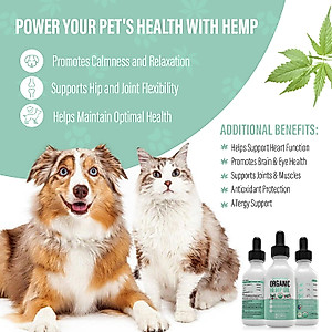 Zoomi Pets Calming Organic Hemp Oil for Dogs and Cats - Hemp Oil Drops with Omega Fatty Acids - Hip and Joint Support, Skin and Coat Health and Allergy Relief - Helps with Anxiety, Stress and Pain
