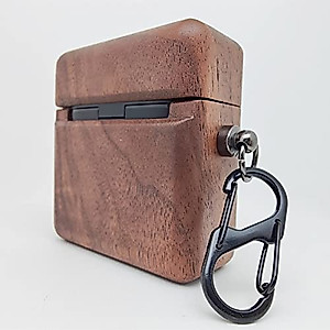 DAYJOY Handmade Nature Wooden Genuine Real Wood Protective Case Cover with Carabiner Compatible with New Bose QuietComfort Earbuds II/QuietComfort Ultra Headphones Earbuds (Walnut)