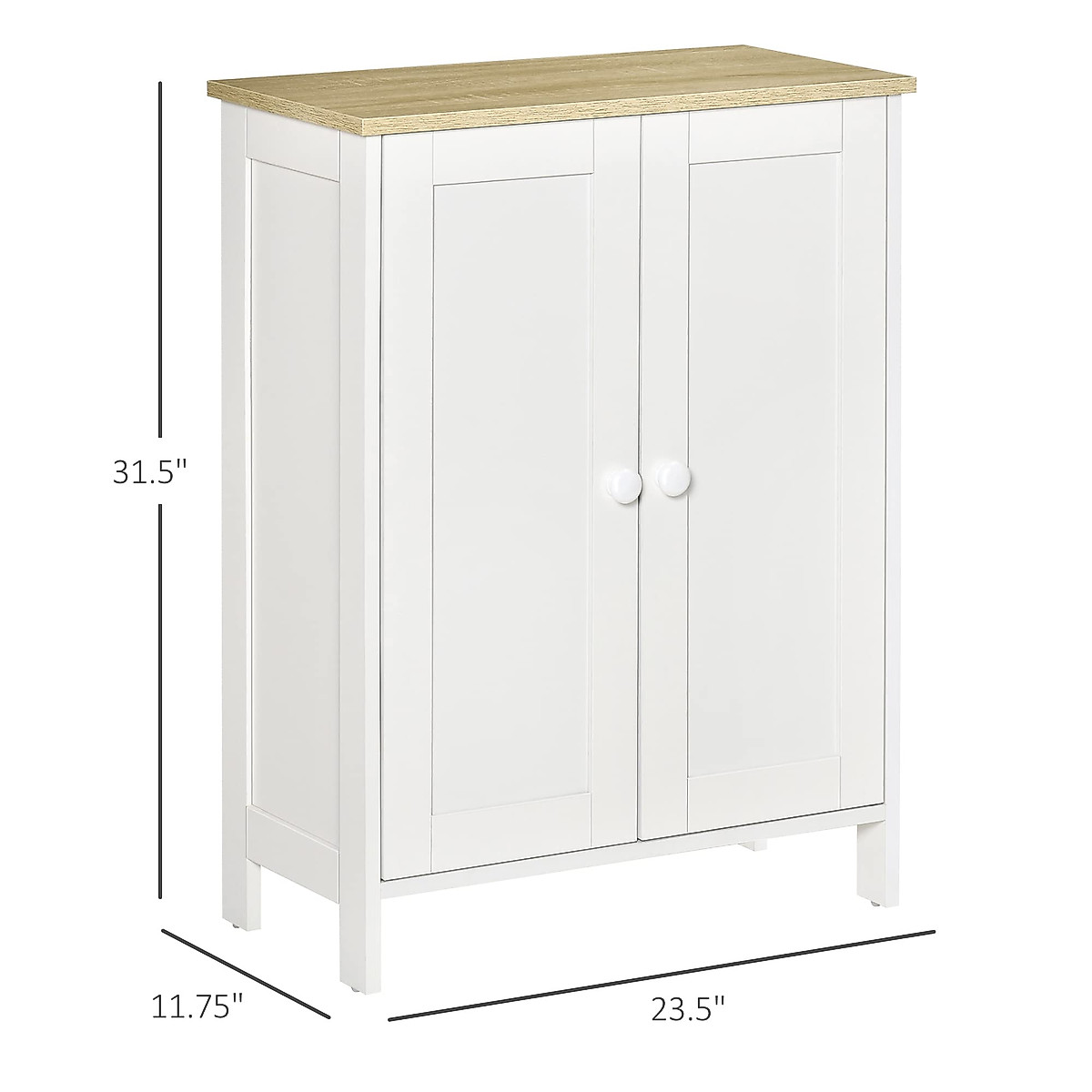 HOMCOM Storage Cabinet, Double Door Cupboard with 2 Adjustable Shelves, for Living Room, Bedroom, or Hallway, White