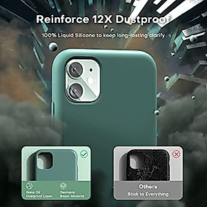 TOCOL 5 in 1 for iPhone 11 Case, with 2 Screen Protectors + 2 Camera Protectors, Liquid Silicone [Anti-Scratch] [Drop Protection] for iPhone 11 Phone Case, Midnight Green