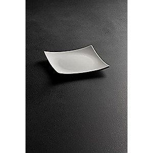 10 Strawberry Street Ceramic Simply White 6" Coupe Square Appetizer Plate, Set of 6