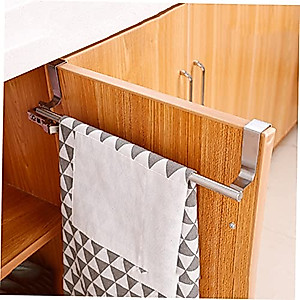 DRESSOOS Kitchenwares Hanging Shelf Easy Installation Towel Rack Kitchen Utensil Hanger Cleaning Cloth Hanger Kitchen Towel Bar Kitchen Utensils Towel Bar Traceless Towel Shelf Silver