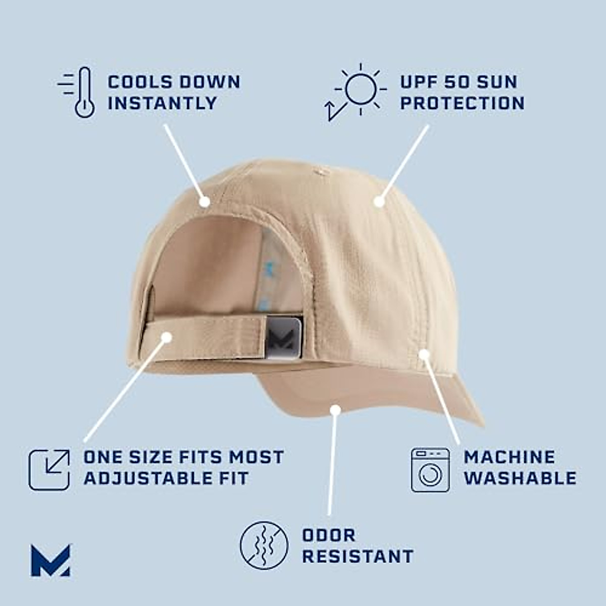 MISSION Cooling Performance Hat, Sand - Unisex Baseball Cap for Men & Women - Lightweight & Adjustable - Cools Up to 2 Hours - UPF 50 Sun Protection - Machine Washable
