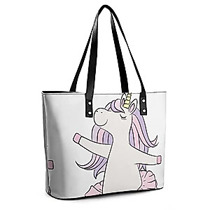 Womens Handbag Unicorn Leather Tote Bag Top Handle Satchel Bags For Lady
