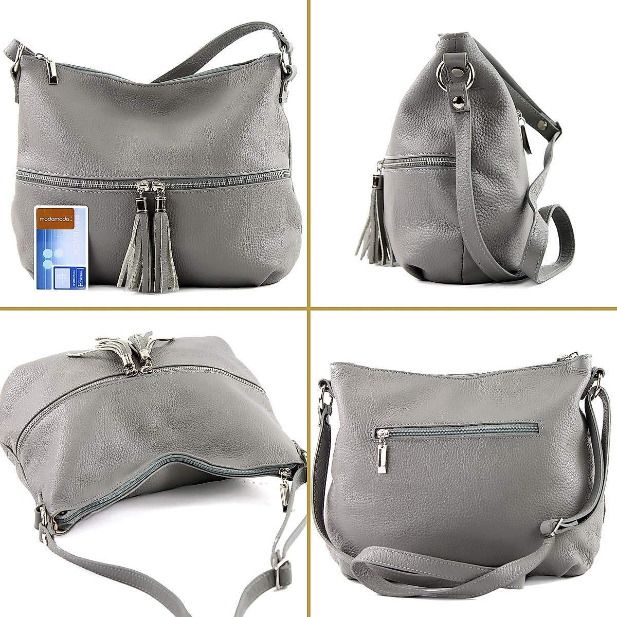 modamoda de - T159 - ital shoulder bag Shoulder bag made of leather, color: mustard yellow