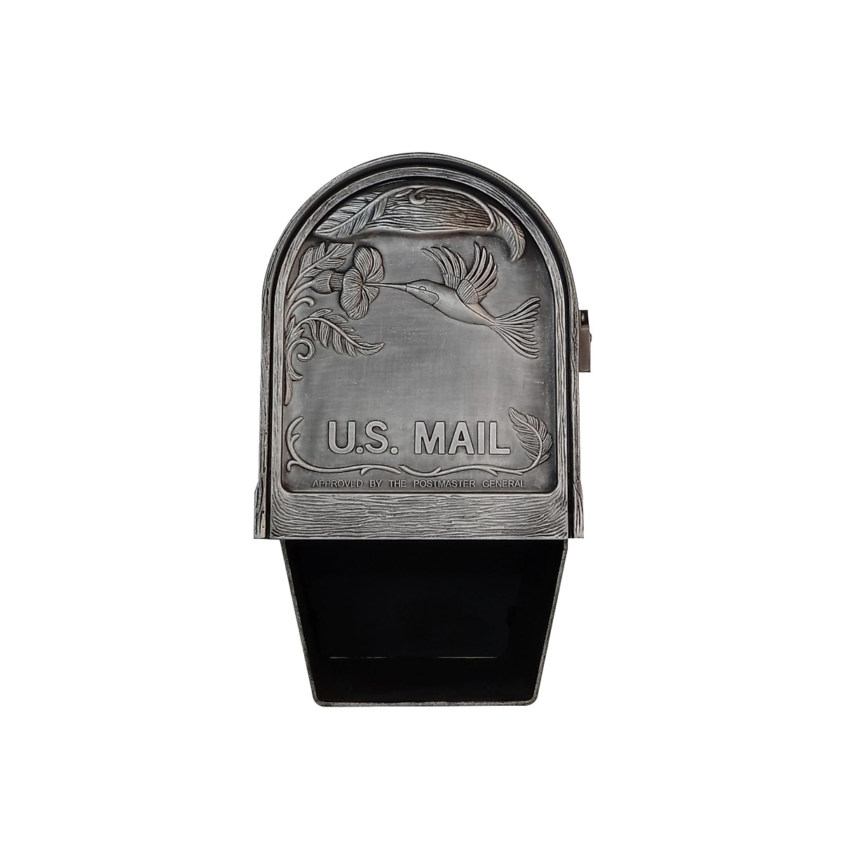 Special Lite Hummingbird Curbside Mailbox with Paper Tube - Swedish Silver Aluminum Mailbox for Post Mount - SCB-2005-SW