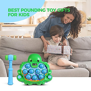 Doloowee Whack A Mole Game for Toddlers,Pounding Toy for Kids Ages 3-8 Years Boys and Girls,Early Developmental Toy,Interactive Educational Toys with Sound and Light,Soft Hammers (Green)