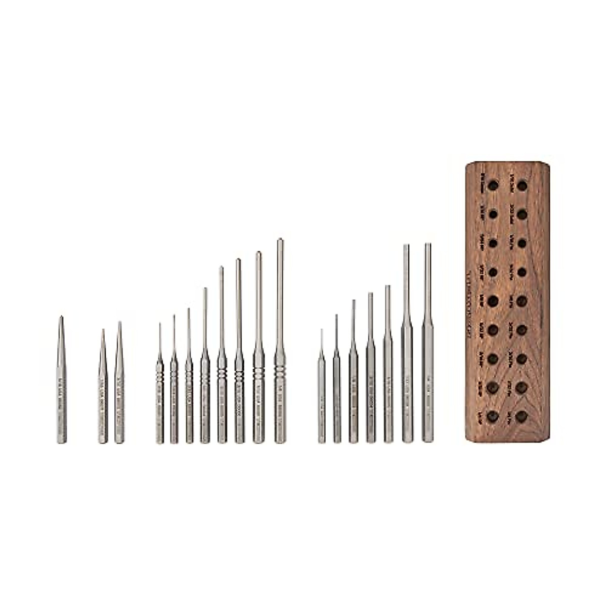 TEKTON Punch Set with Walnut Block (18-Piece) | 66564