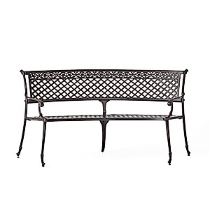 Christopher Knight Home Sebastian Outdoor Antique Cast Aluminum Sector Bench, Shiny Copper