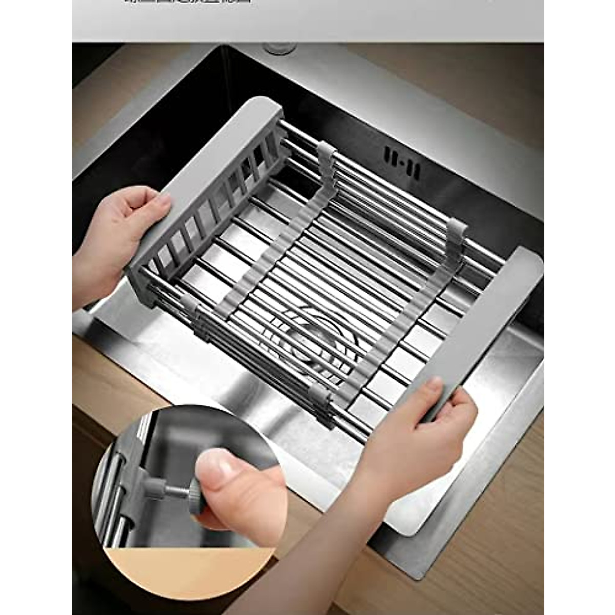 Temu Kitchen Drain Rack, Stainless Steel Kitchen Basket, Home Dish Rack, Retractable Sink Shelf, Vegetable Fruit Rack