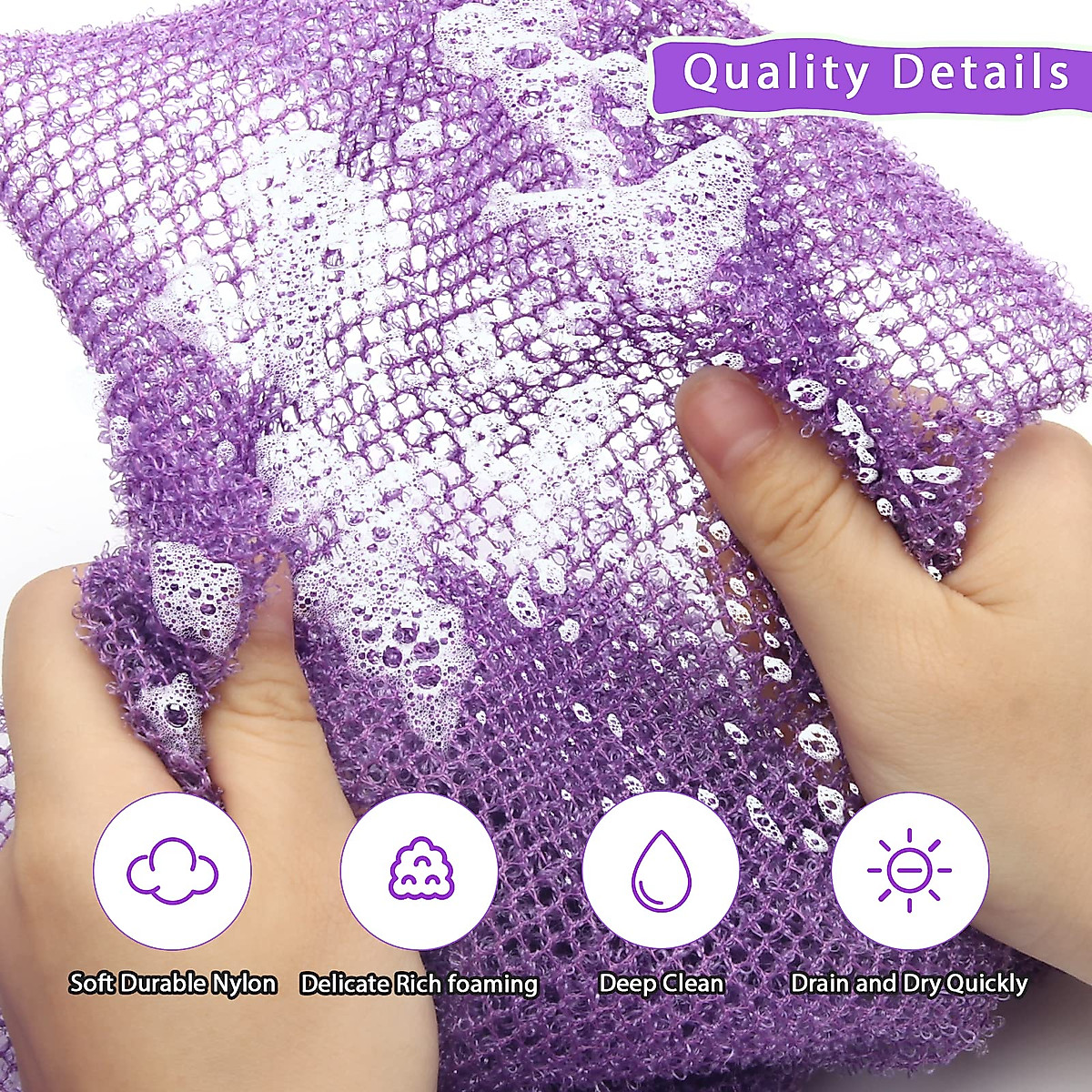 Coldairsoap 4 Pieces African Bath Sponge, African Net Exfoliating Shower Body Scrubber Back Scrubber Skin Smoother for Daily Use