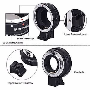 Commlite CM-EF-EOS M Auto-Focus Lens Mount Adapter for EF/EF-S Lens to Canon EOS M (EF-M Mount) Mirrorless Camera Lens Converter Ring for Canon EOS M1 M2 M3 M5 M6 M10 M50 M100