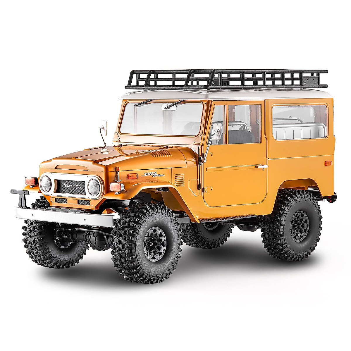 BEEZRC FMS 1/10 RC Crawler FJ40 Toyota Licensed RS 4WD 2.4G Model Car Hobby 4x4 RC Rock Crawler RC Car Offroad RC Truck Remote Control Car with Transmitter for Adults(Yellow) FMS11035RSYL