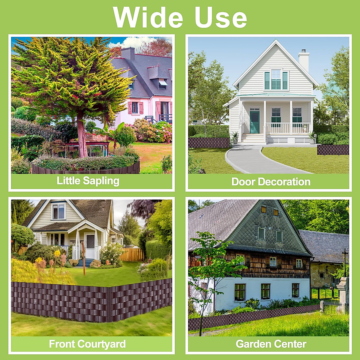 Sasylvia 8 Sets Faux Rattan Brown Landscape Edging Flexible Plastic Garden Border Decorative Lawn Edging Flower Bed Edging Borders with Anchoring Stakes and Hammer for Outdoor, 23.62 x 0.3 x 8.66 Inch