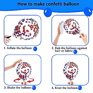 Myafqsj Red White and Blue Balloons,50Pcs Red and Blue Balloons,12in Red White Blue Balloon,Red and Blue Confetti USA Party Balloons for Birthday Graduation 4th of July New Year Party Decorations