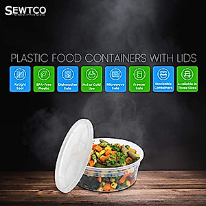 [24 Sets - 8 oz.] Plastic Deli Food Storage Freezer Containers With Airtight Lids Plastic Deli Containers with Lids, Slime, Soup, BPA Free Stackable Leakproof Microwave/Dishwasher/Freezer Safe