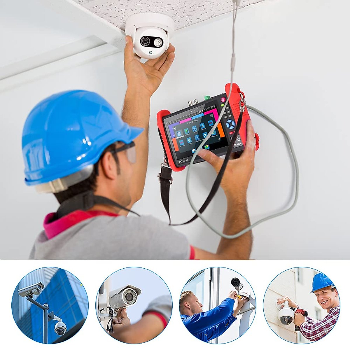 ELECTOP Upgraded 7 inch IPS Touch Screen IP Camera Tester, Support AHD, TVI, CVI & CVBS CCTV Tester Security Analog Tester with PTZ/POE/WIFI/4K H.265/HDMI in&Out/RJ45 TDR/Firmware