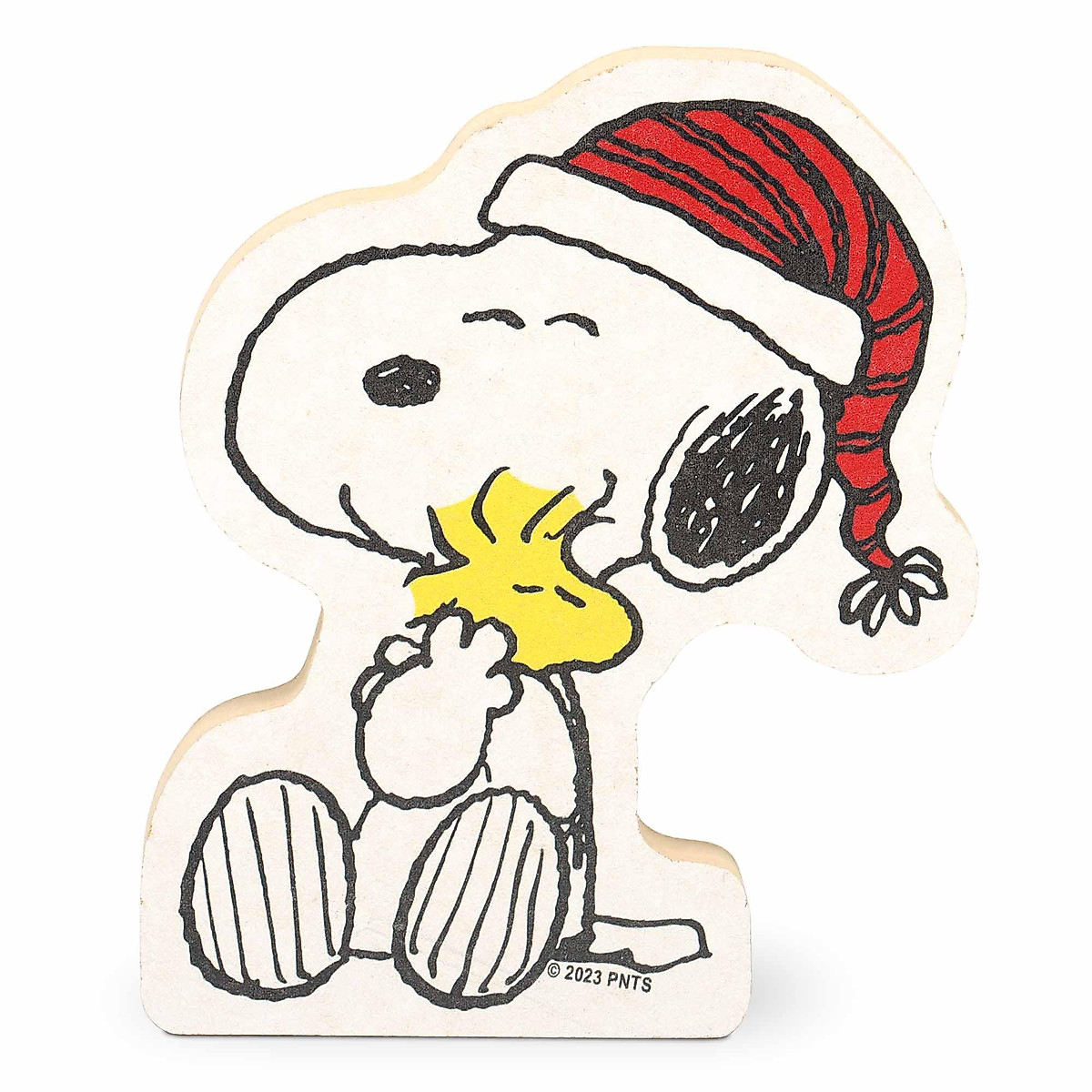 Peanuts Snoopy and Woodstock Warm Embrace Shelf Sitter Decor - Chunky Wood Block Tabletop Decoration for Home or Office