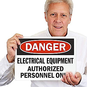 SmartSign - U9-1488-ND_10x14 "Danger - Electrical Equipment, Authorized Personnel Only" Label | 10" x 14" Laminated Vinyl Black/Red on White