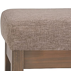 SIMPLIHOME Milltown 26 inch Wide Rectangle Ottoman Bench Fawn Brown Footstool, Linen Look Polyester Fabric for Living Room, Bedroom, Contemporary Modern